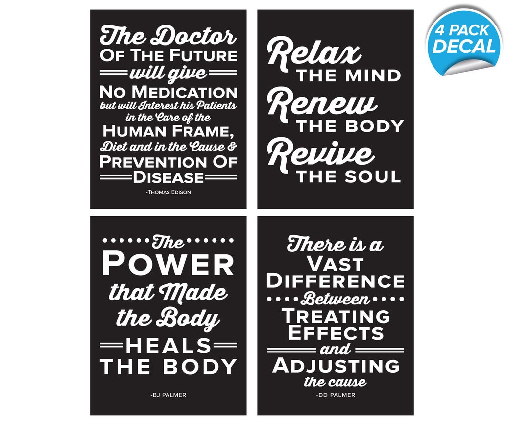 Chiropractic Wall Decals - 11"x14" - Set of 4 - Peel and Stick - 0490 ...
