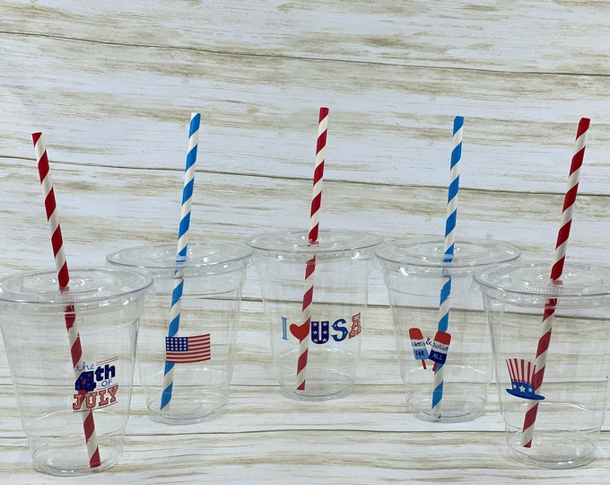 Patriotic Party Cups, 4th of July, Fourth of July, Summer, Red, White ...