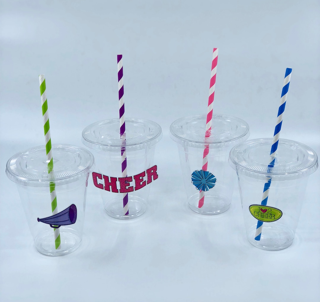 Cheerleading Party Cups With Lids and Straws: 12oz Cheer Theme - Etsy