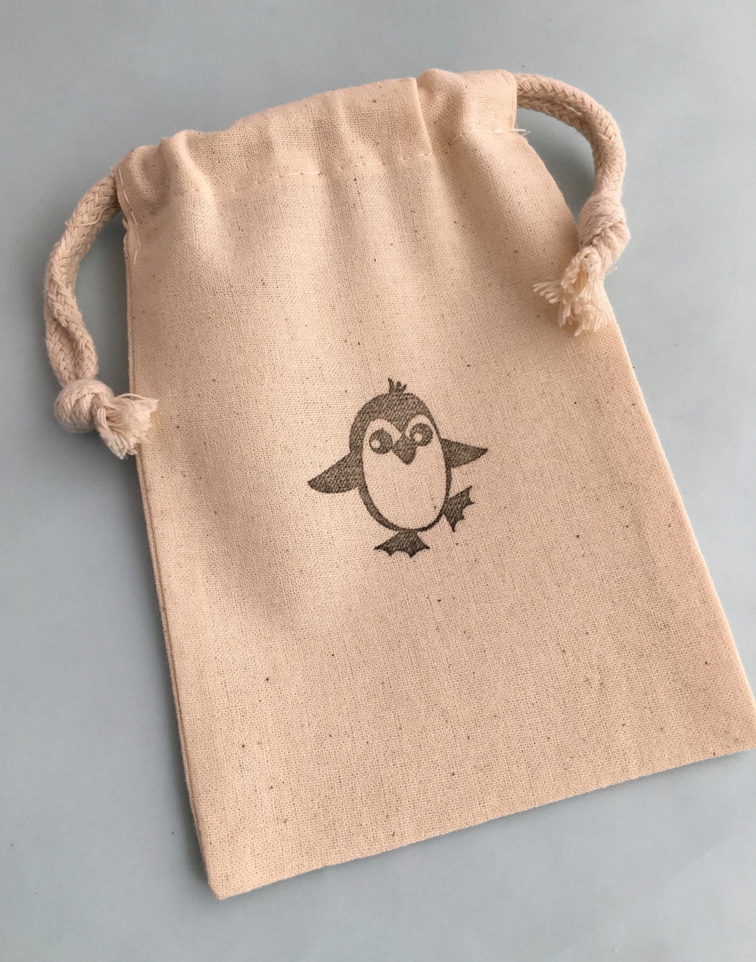 Penguin Favor Bags: Cute Penguin Party Bag, Reusable Muslin Drawstring ...
