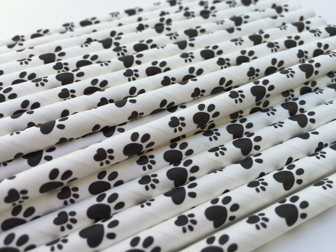 Paw Print Party Straws, 25 Dog Party Straws, Paw Party Straws, Pawty ...