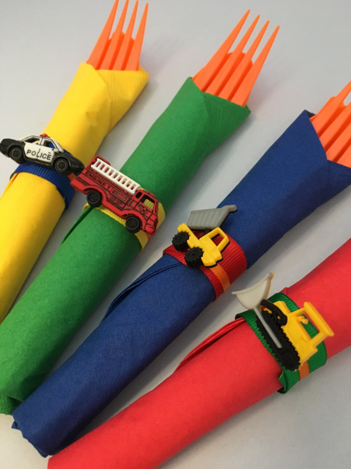 Truck Party Flatware With Transport and Truck Theme Napkin Rings, Truck ...