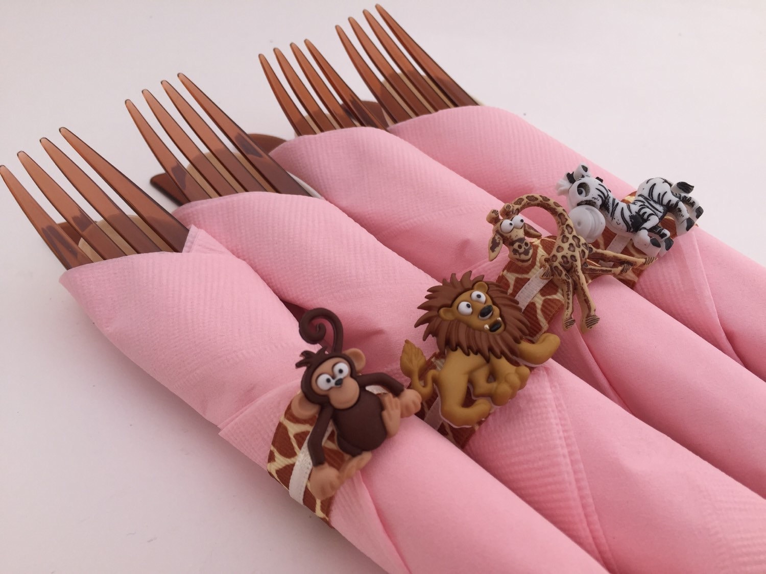 Safari Party Flatware: Gold Plastic Silverware With Animal Charms - Etsy