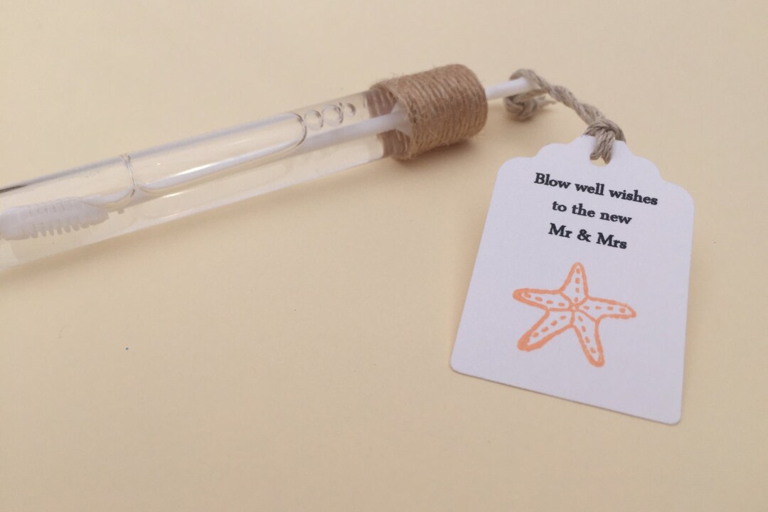 Beach Wedding Bubble Wands: Starfish Favor Tags, Party Bubbles (50+) - Etsy