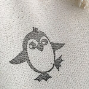 Penguin Favor Bags: Cute Penguin Party Bag, Reusable Muslin Drawstring ...