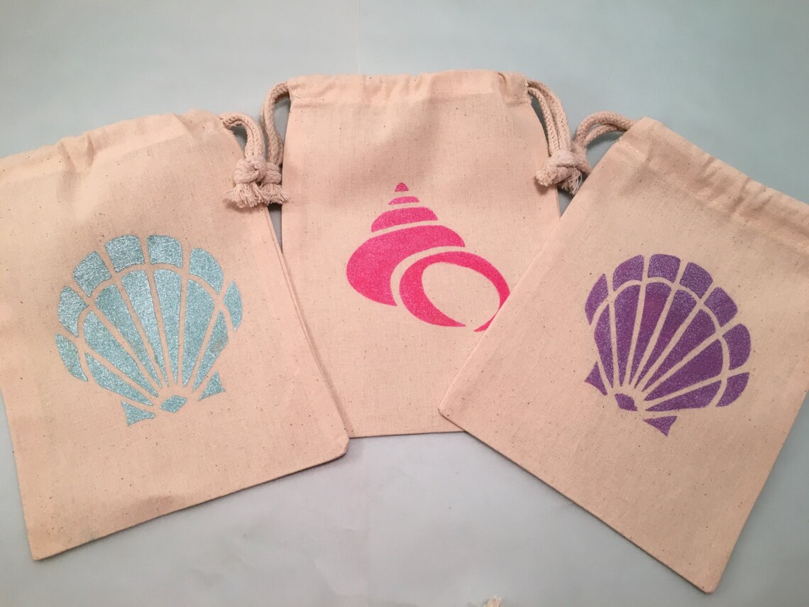 Seashell Party Bags in Turquoise Purple and Pink - Etsy