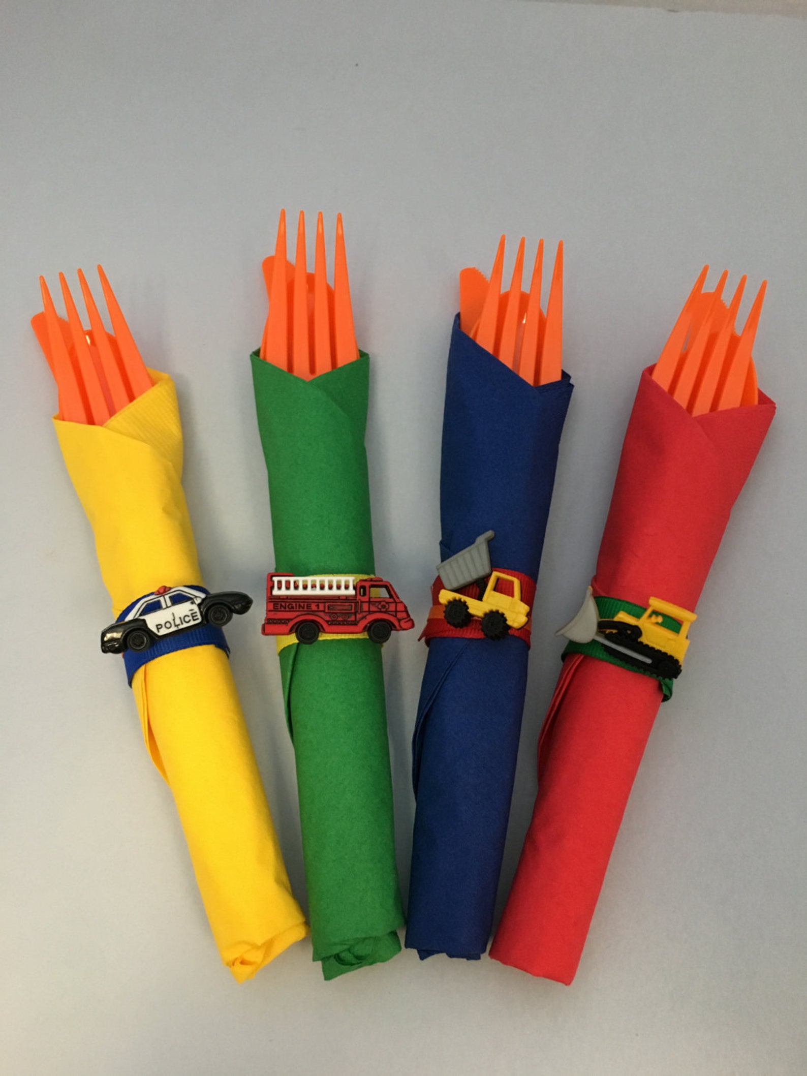 Truck Party Flatware With Transport and Truck Theme Napkin Rings, Truck ...