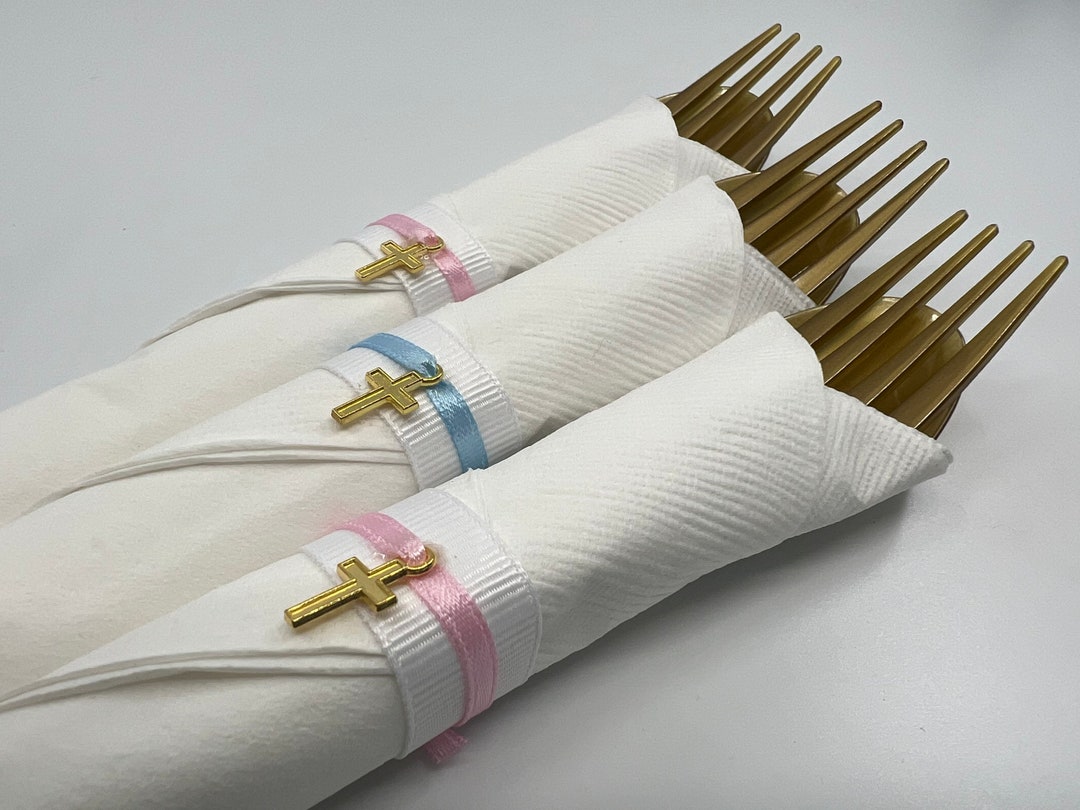 Gold Cross Flatware Sets: Baptism, First Communion Tableware - Etsy