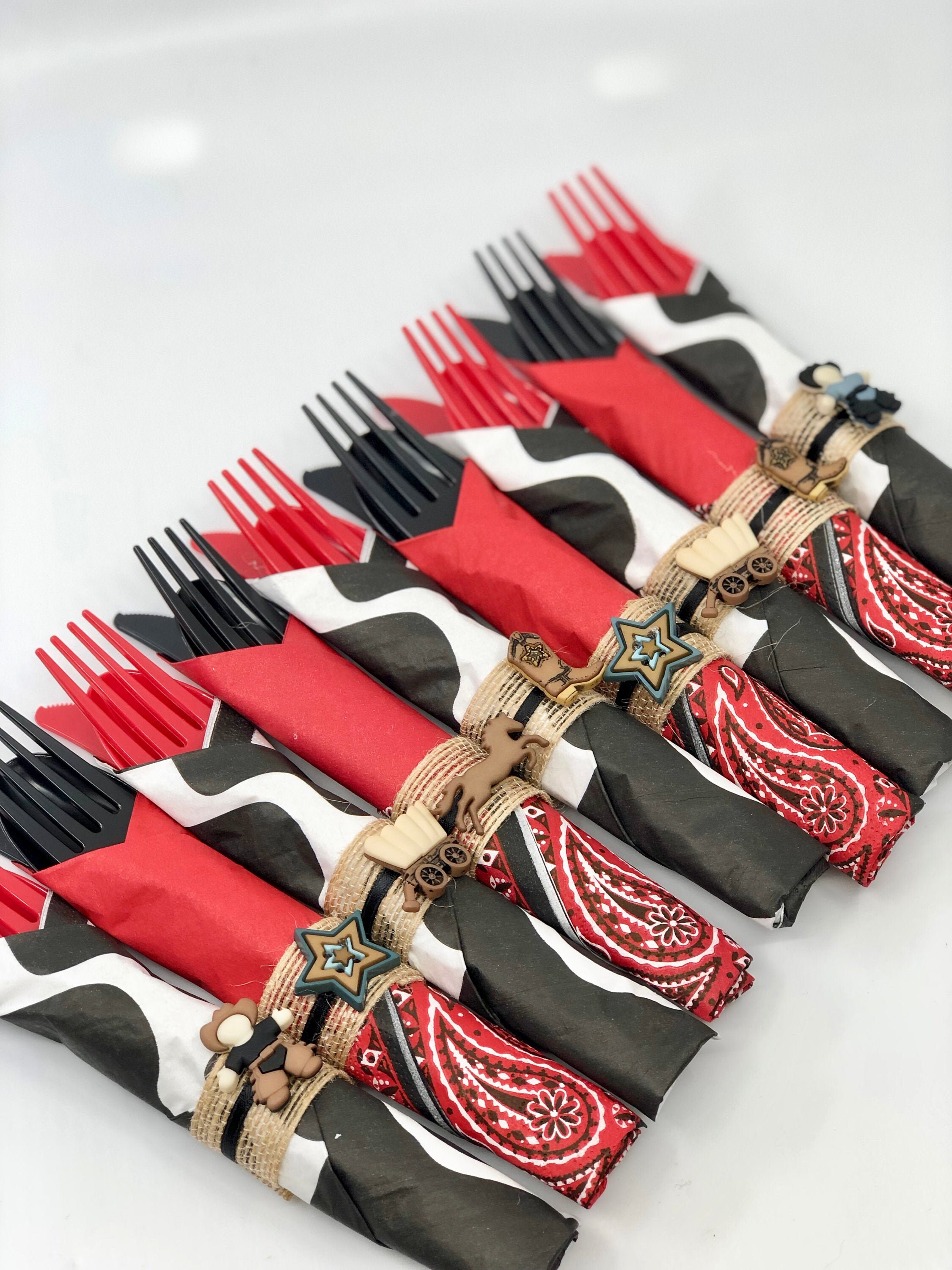 Cowboy Party Flatware Set: Western Napkin Rings, Barnyard Tableware - Etsy