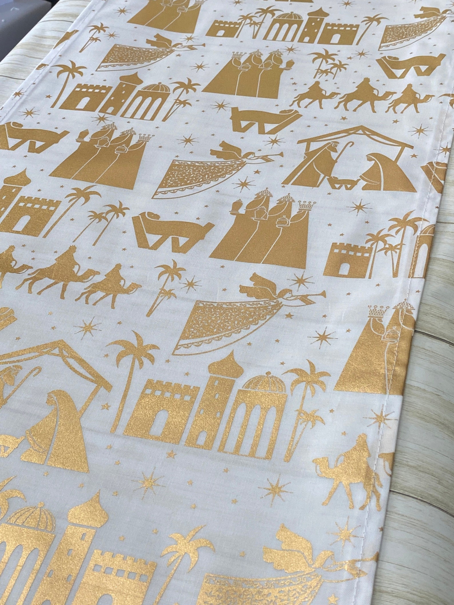 Gold Nativity Scene Table Runner: Shimmery Christmas Decor - Etsy