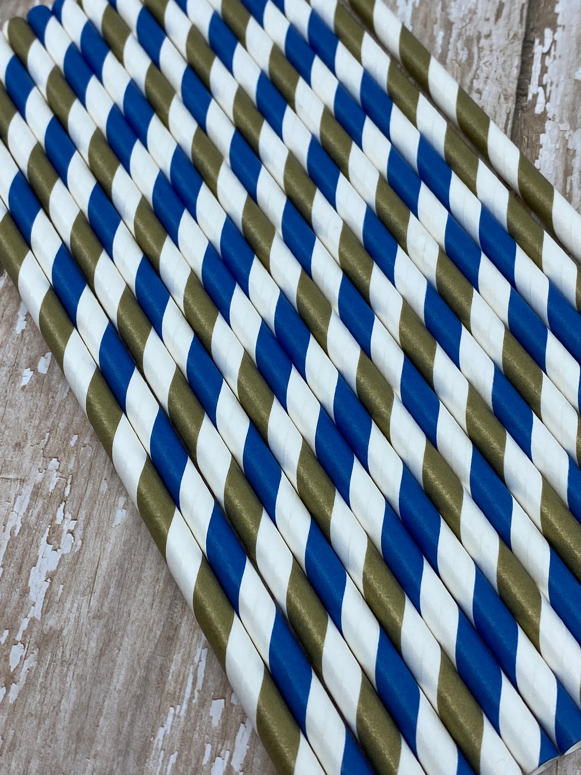 Navy Blue and Gold Paper Straws: 25 Navy and Gold Straws | Etsy