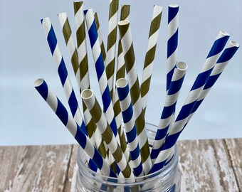 Navy Paper Straws | Etsy