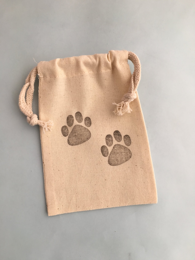 Paw Print Favor Bags: Paw Print Party Bag Reusable Muslin - Etsy