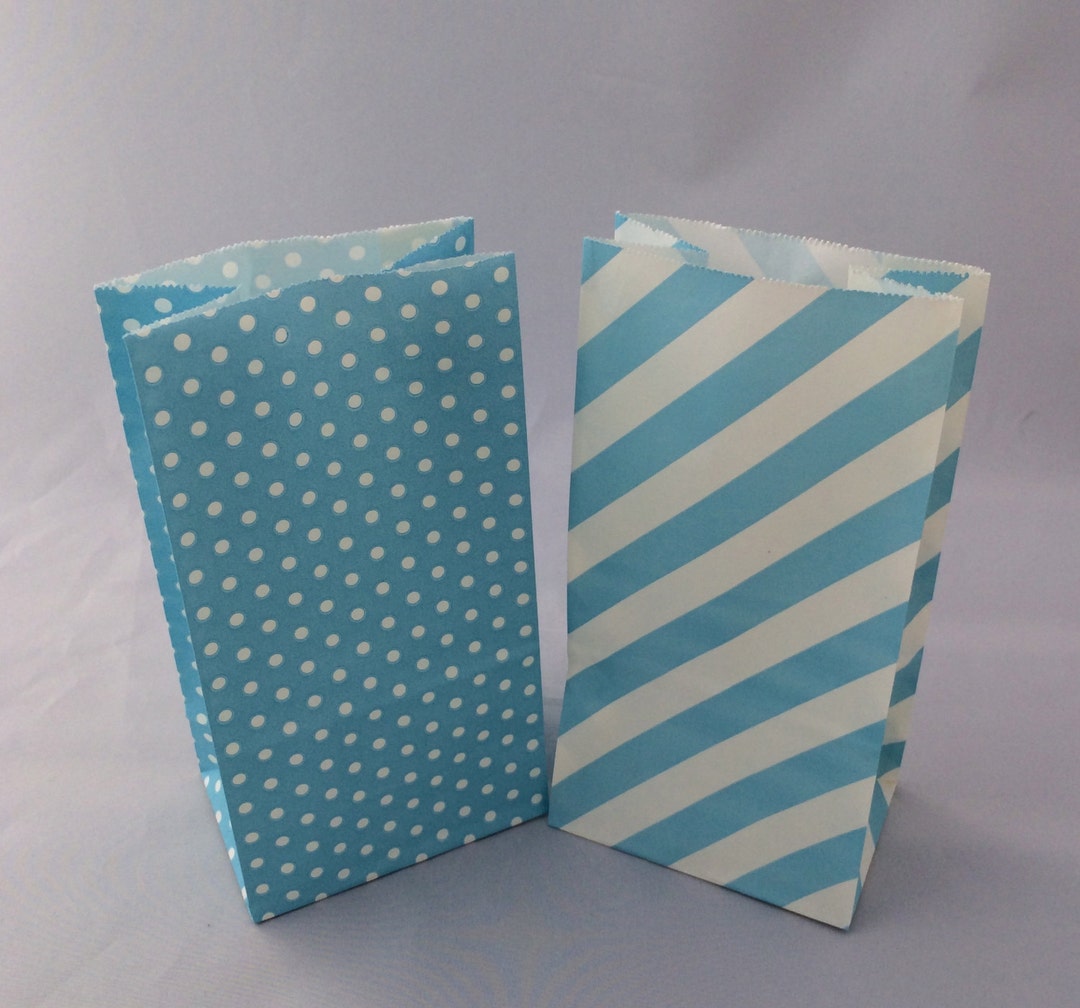 Blue Treat Bags: 10+ Blue and White Stripe and Polka Dot Paper Candy ...