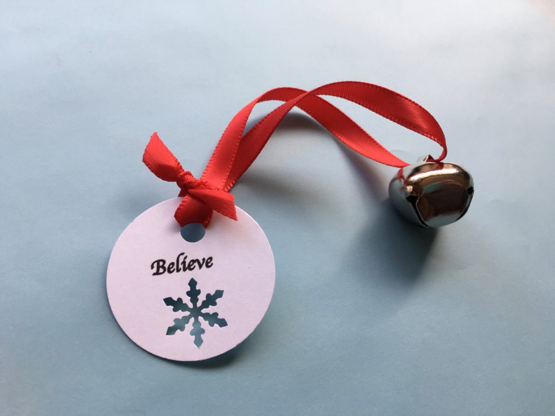 Polar Express Bell Favor: Silver Jingle Bell, Believe Tag, Red Ribbon ...