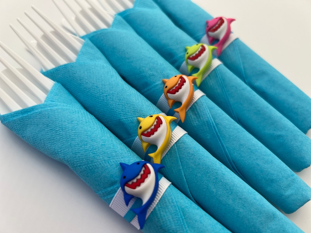 Shark Party Silverware Set: Disposable Flatware With Shark Charm - Etsy