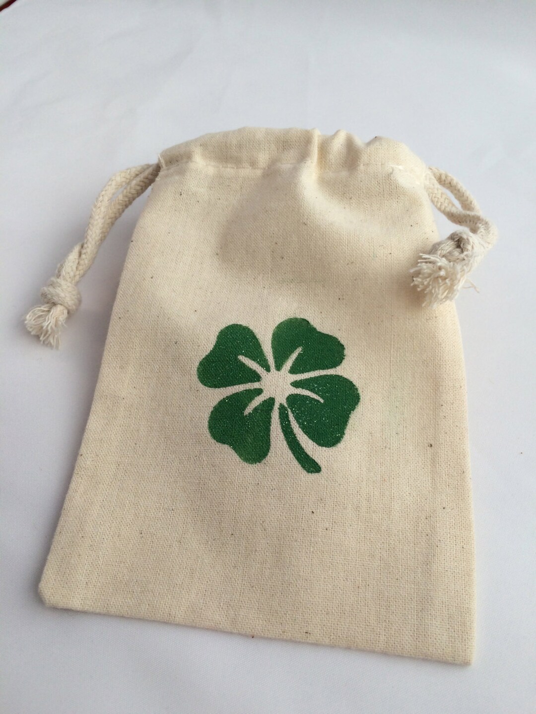 St Patricks Favor Bag/ Gift Bag Irish Four Leaf Clover Drawstring Bag ...