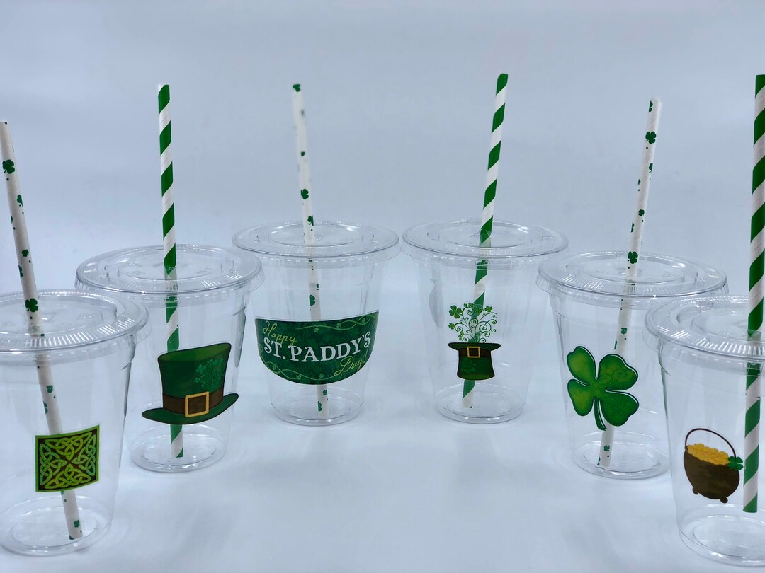 St Patricks Day Party Cups With Lids and Straws: Irish Designs - Etsy
