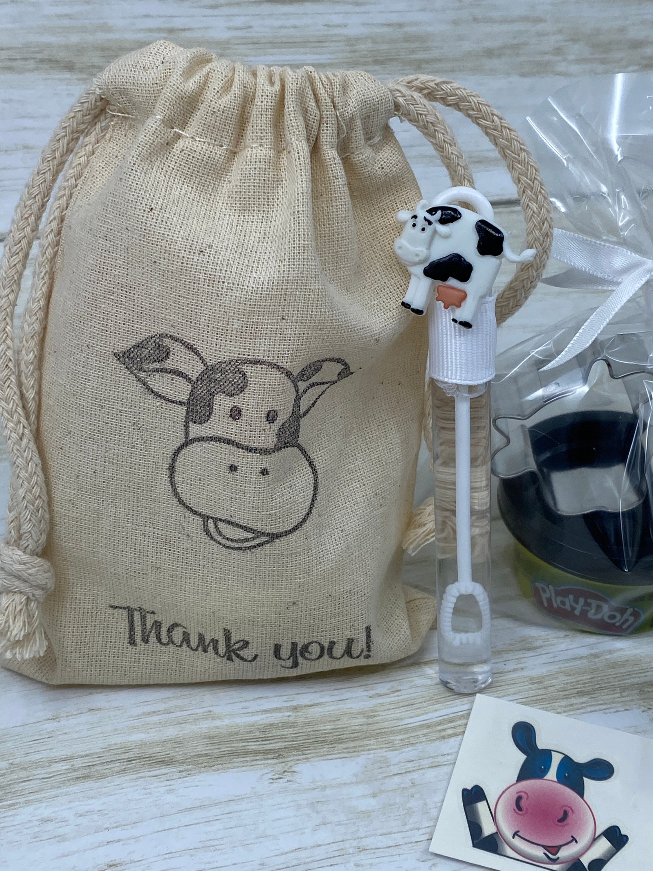 Cow Party Favor: Cow Party Bag Filled With Play Doh and Cow - Etsy