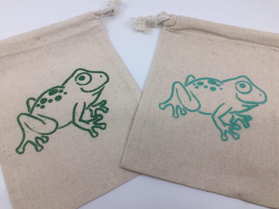 Frog Party Bags: Frog Favor Bag, Reusable Muslin Favor Bag, Frog Gift ...