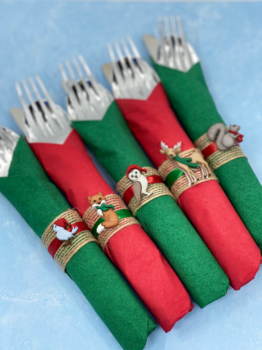 Christmas Flatware With Woodland Christmas Napkin Ring, Forest Friends ...