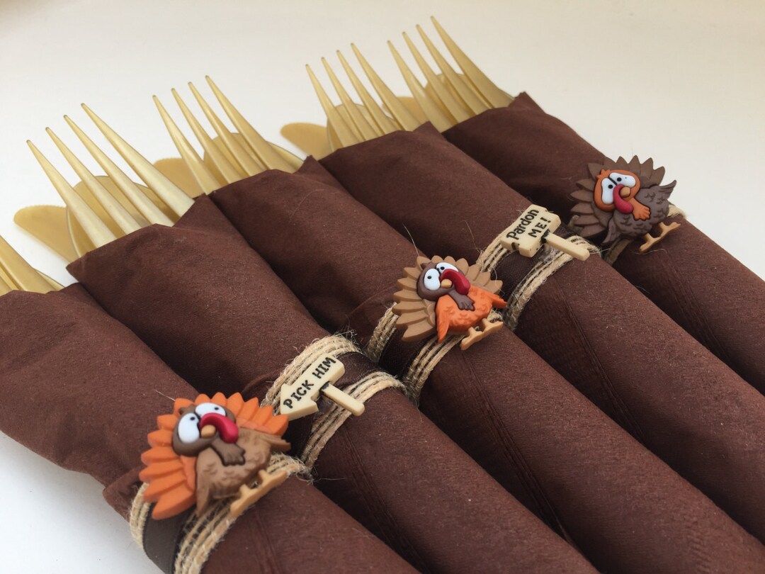 Turkey Napkin Rings: Jute Thanksgiving Table Decor - Etsy