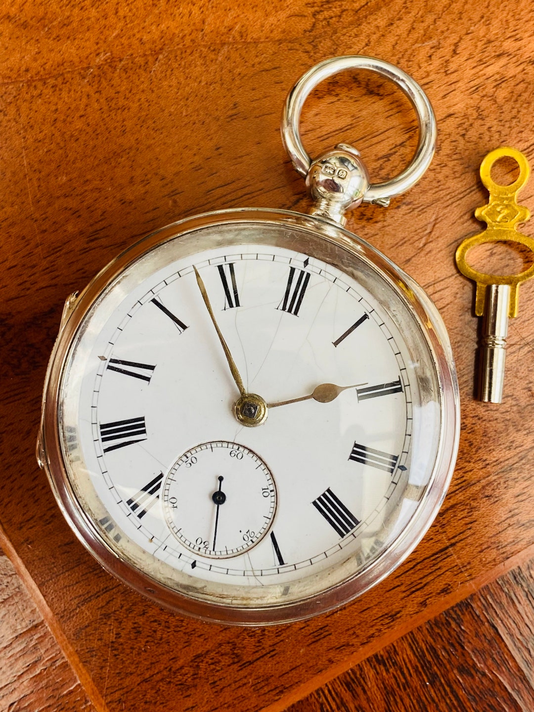 1904 OPEN FACE POCKET Watch in Heavy Silver Case. 54mm, Key Wound With ...