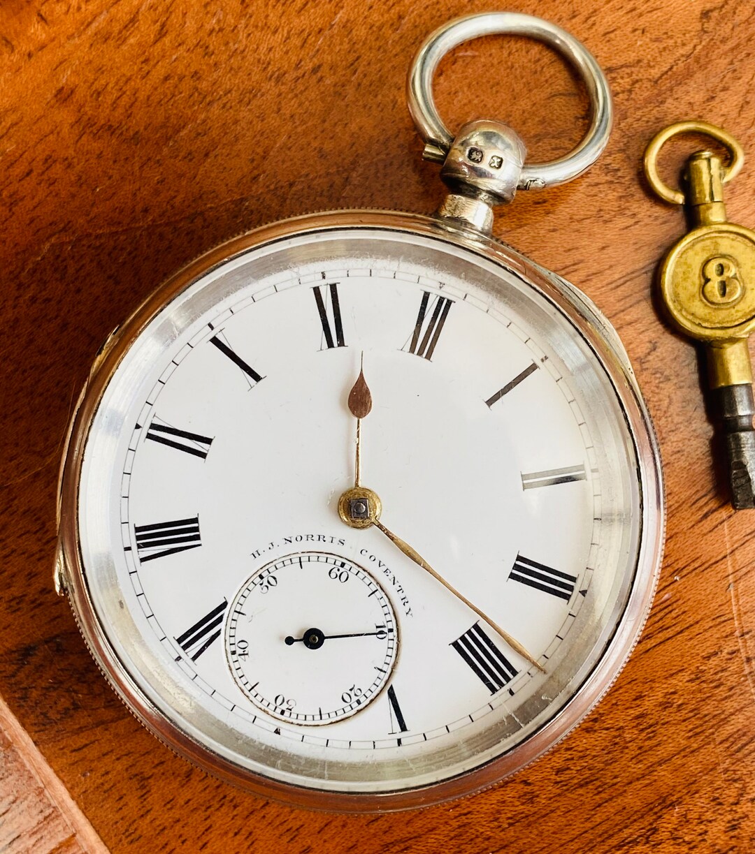 1897 ENGLISH POCKET Watch by HJ Norris Coventry England in Sterling ...