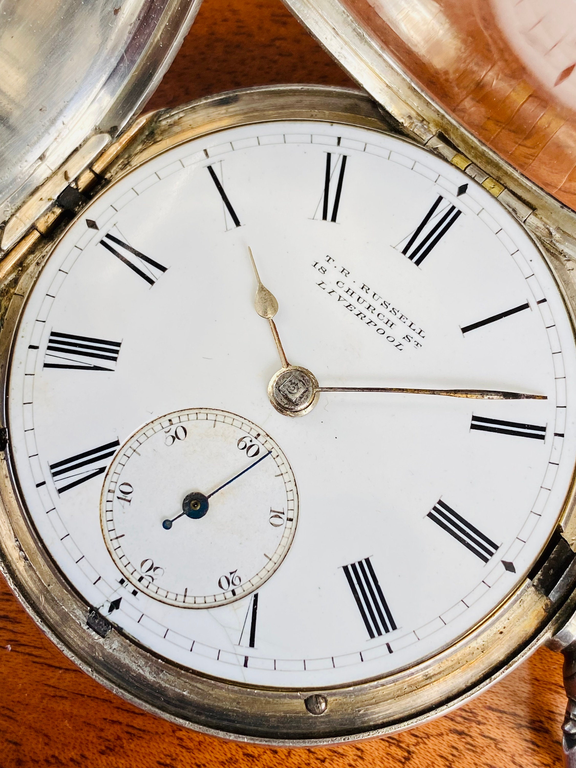 1885 THOMAS RUSSELL & SONS Liverpool Sterling Silver Full Hunter Pocket ...