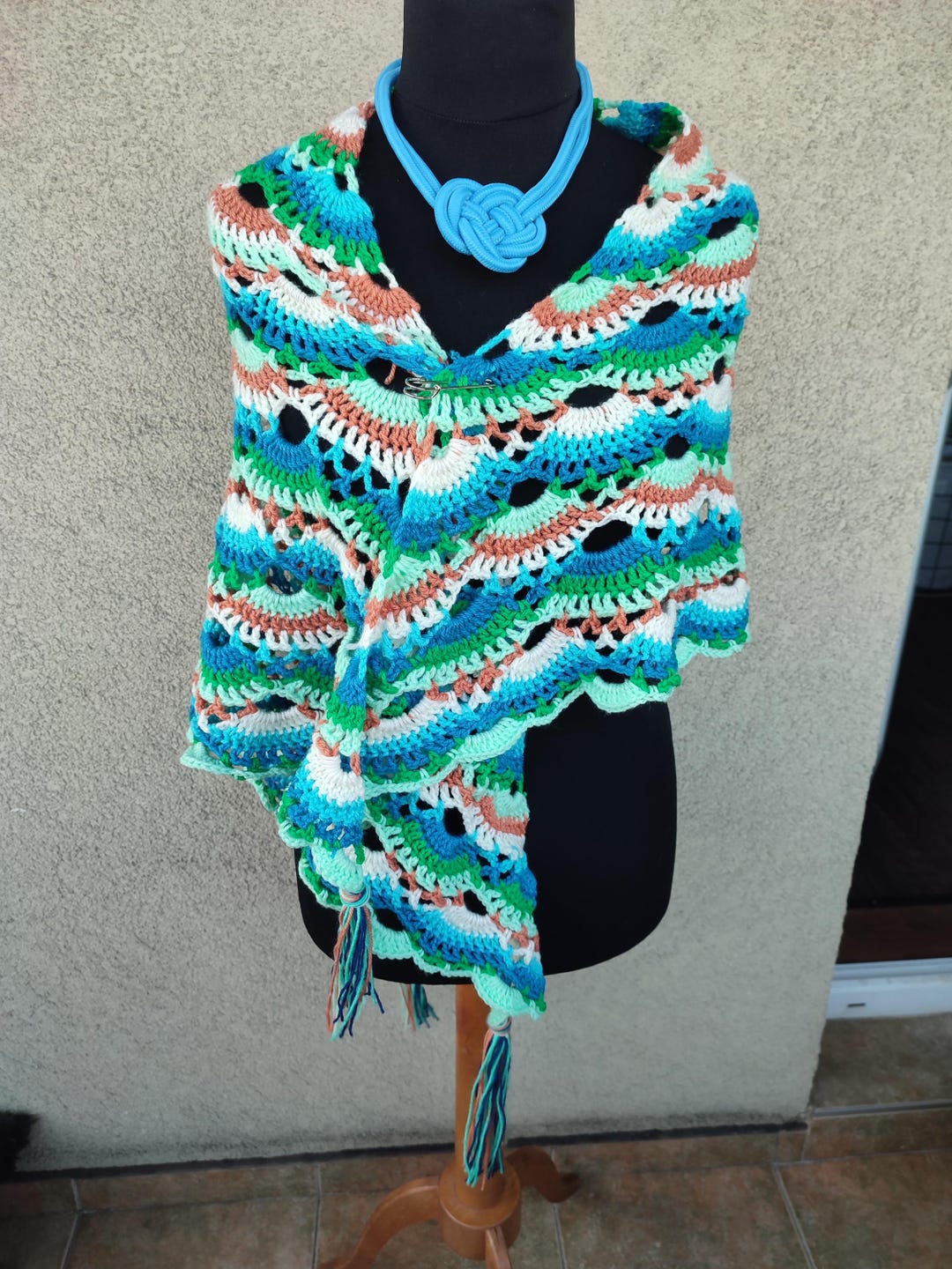 Big Handmade Triangular Shawl Cape Crochet Hippie Boho - Etsy