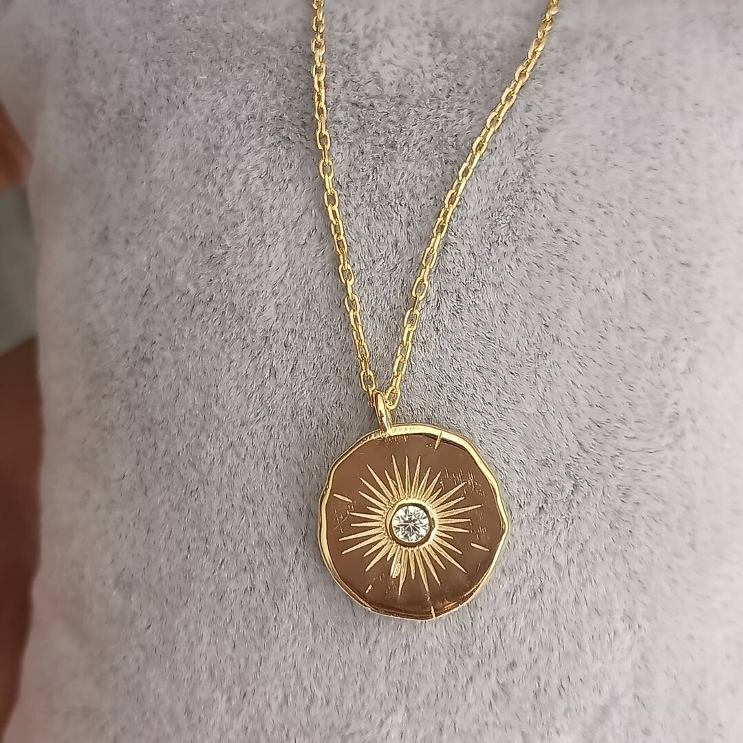 Sun Medallion Necklace / 14K Gold / 925 Silver - Etsy
