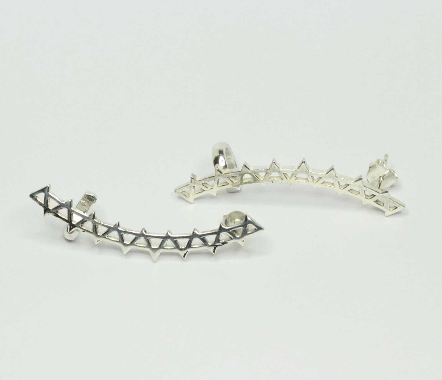 Sterling Silver Ear Climber: Modern Geometric Triangle Ear Cuff - Etsy