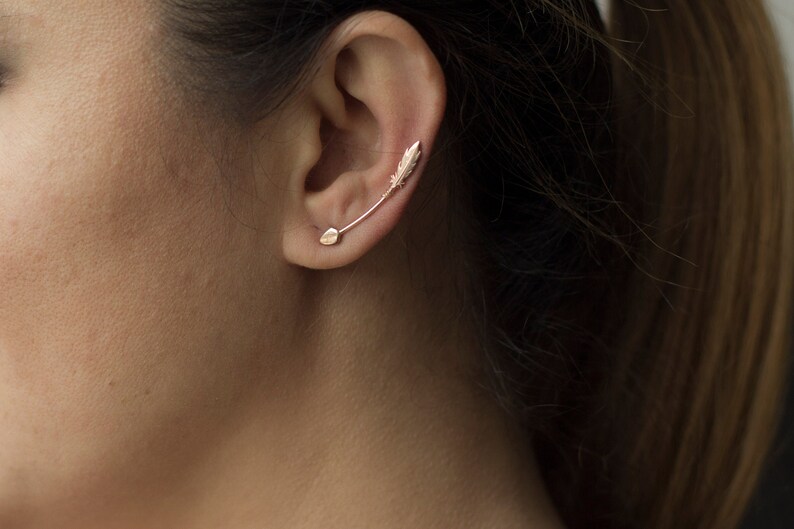 Arrow Ear Cuffs /arrow Climbers/ Sterling Silver Pair | Etsy