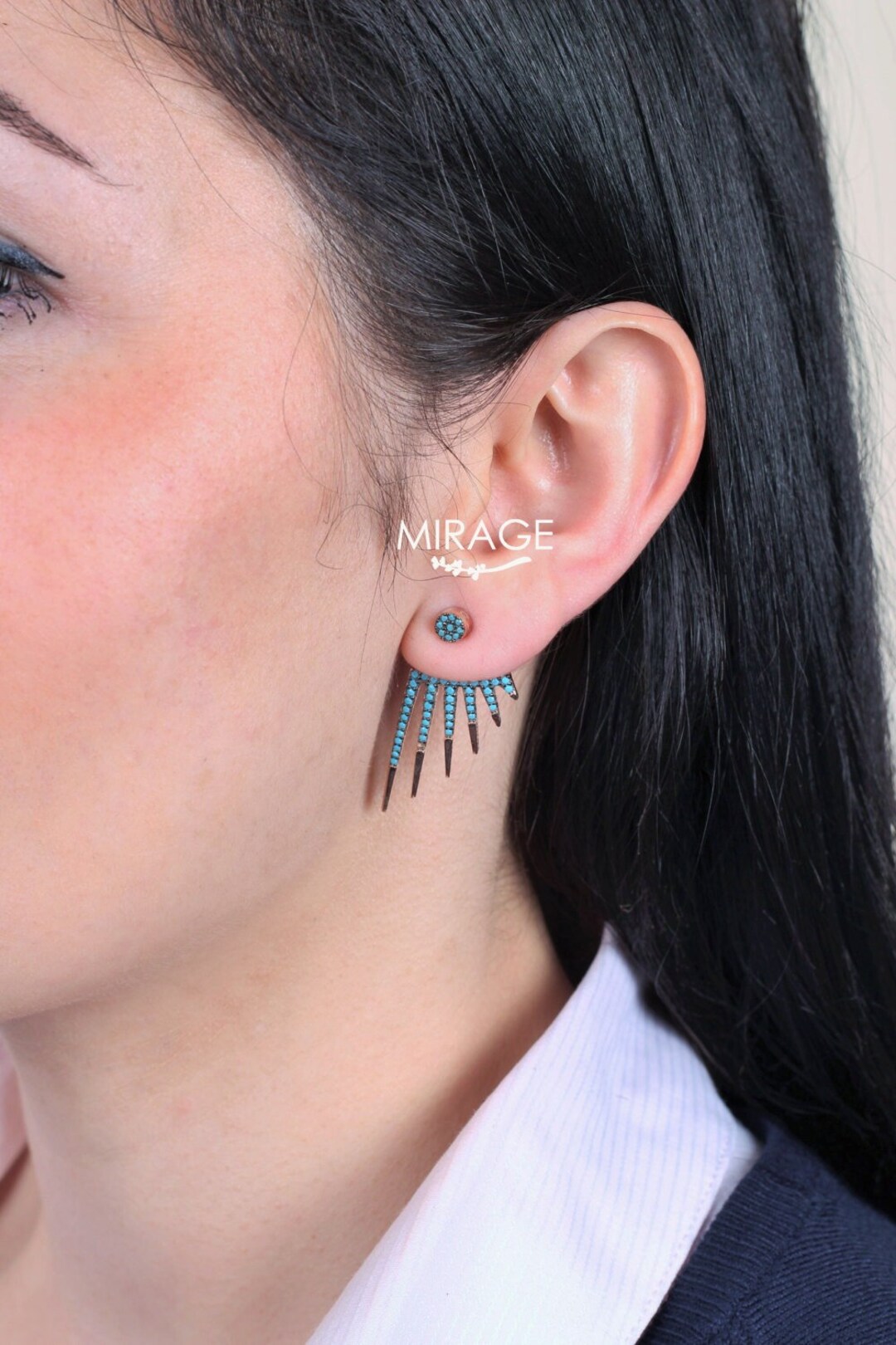 Turquoise Ear Jackets / Double Sided Earrings / Front Back Earrings ...