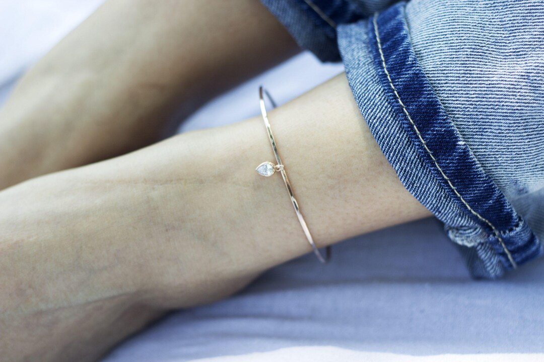 925 Silver Adjustable Anklet With Single Teardrop Zircon - Etsy