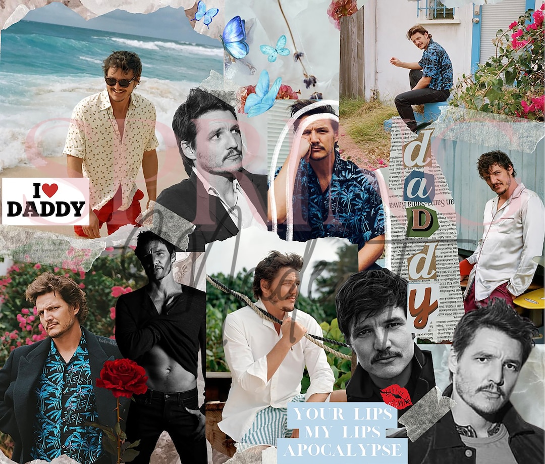 Pascal Pedro Collage Aesthetic 20oz Tumbler Full Wrap, Sublimation, PNG ...