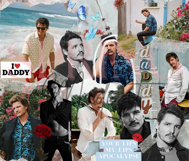 Pascal Pedro Collage Aesthetic 20oz Tumbler Full Wrap, Sublimation, PNG ...