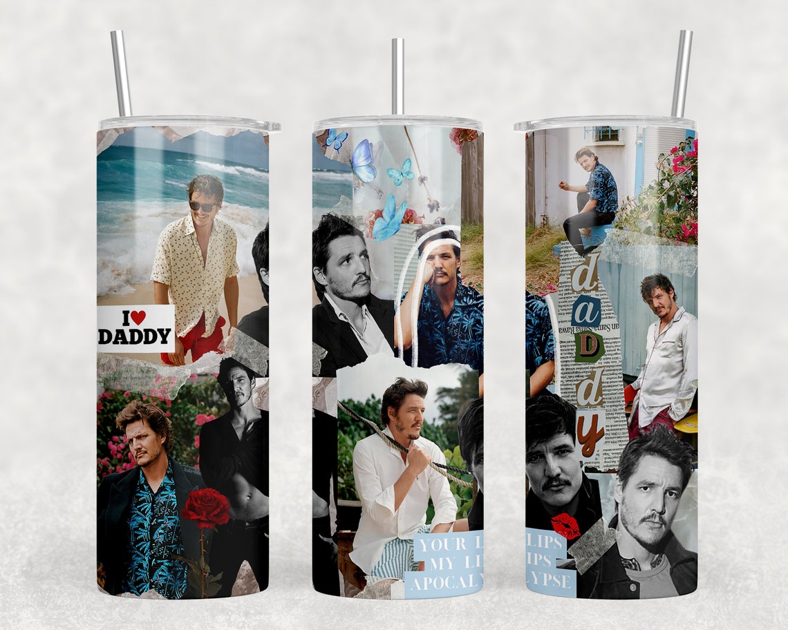 Pascal Pedro Collage Aesthetic 20oz Tumbler Full Wrap, Sublimation, PNG ...
