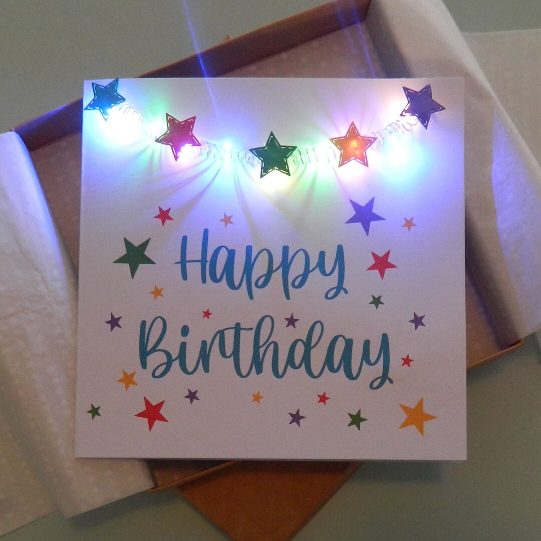 Light up Birthday Card. Happy Birthday Stars - Teddy Perkins Handmade ...