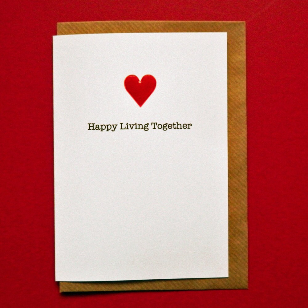 Happy Living Together. Red Enamel Heart Card New Home Moving | Etsy