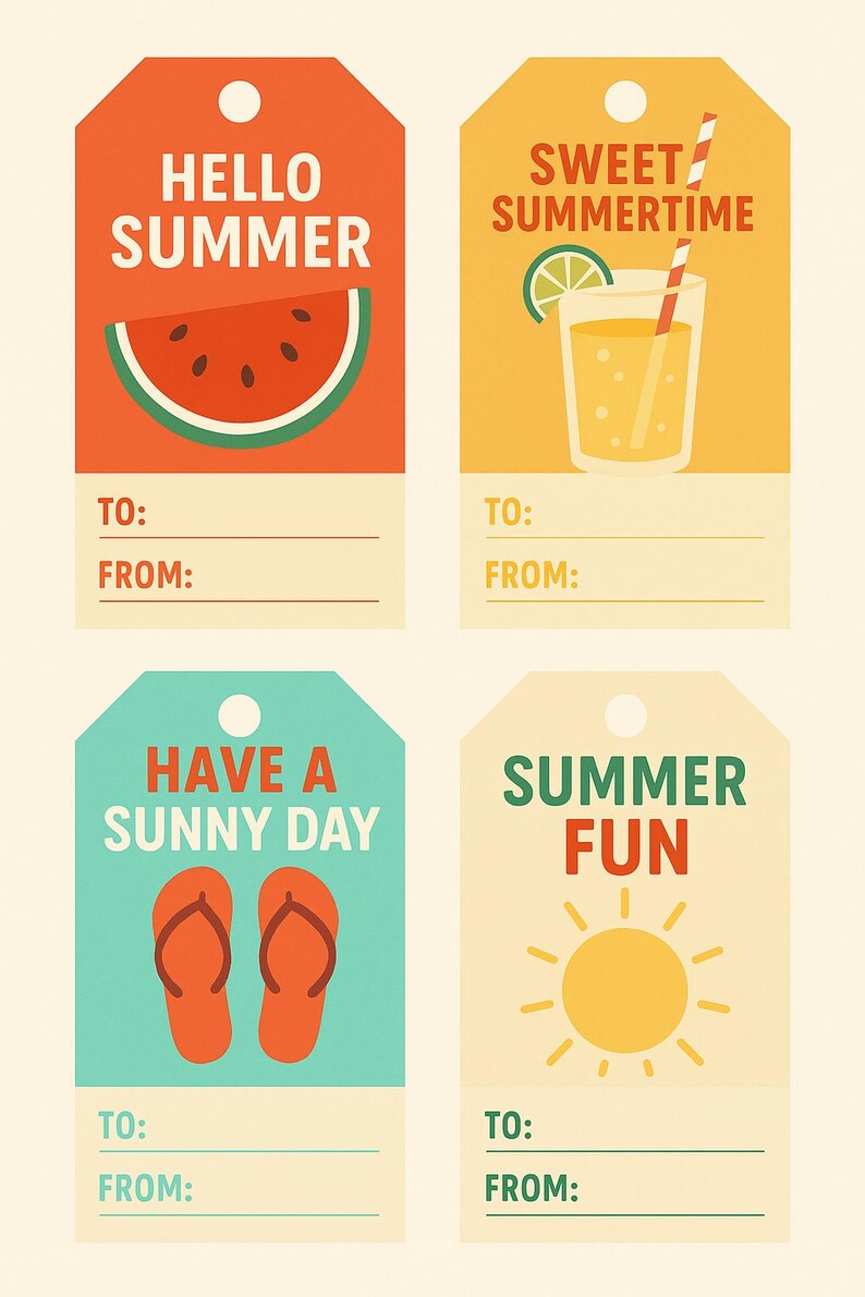 Printable Summer Gift Tags – Instant Download – Hello Summer, – Fun ...