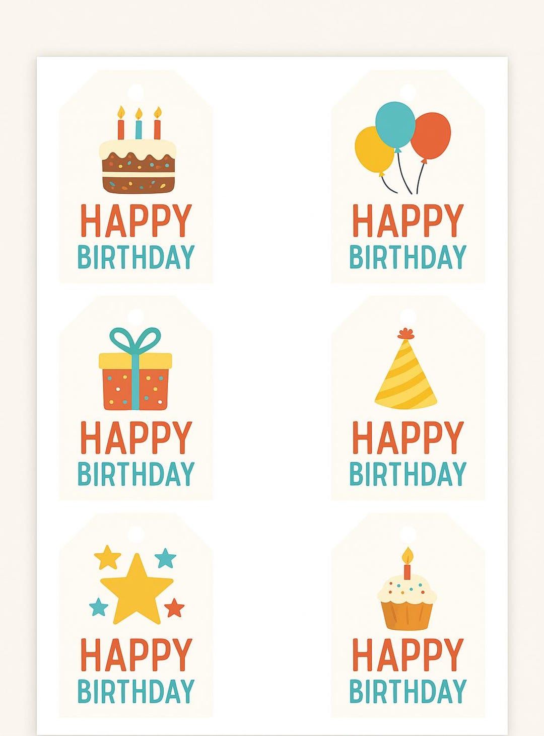 Happy Birthday Gift Tags – Printable Party Favor Tags | Instant ...