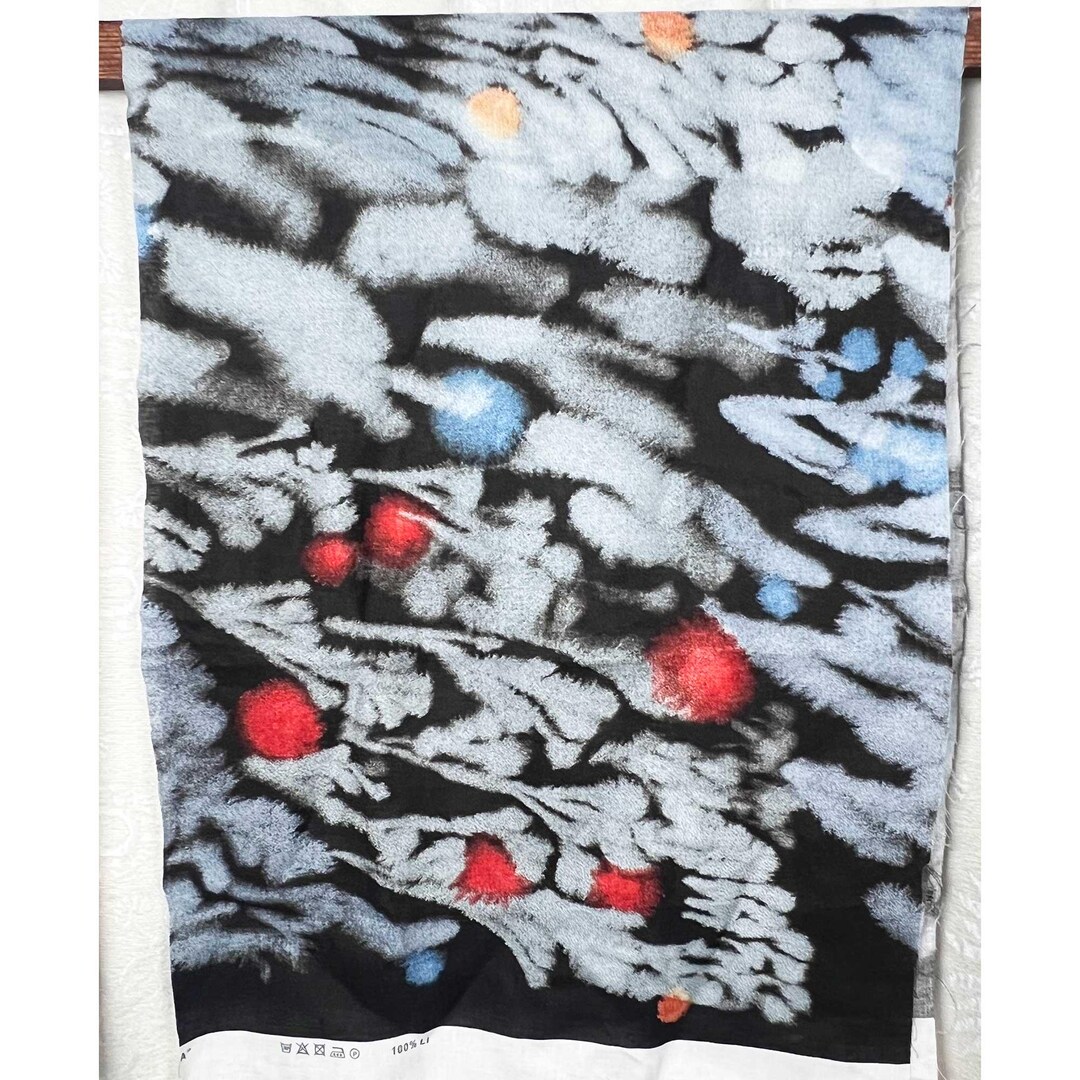 Marimekko kuisma 100% Linen Fabric, End of Bolt 20x56 Remnant, Abstract ...