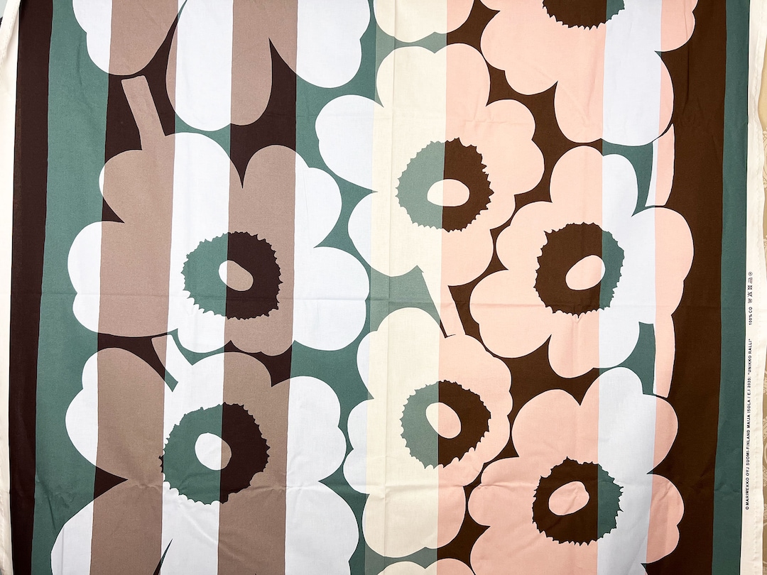 Marimekko "unikko Ralli" Purple Pink Stripe Poppy Flower 100% Cotton ...