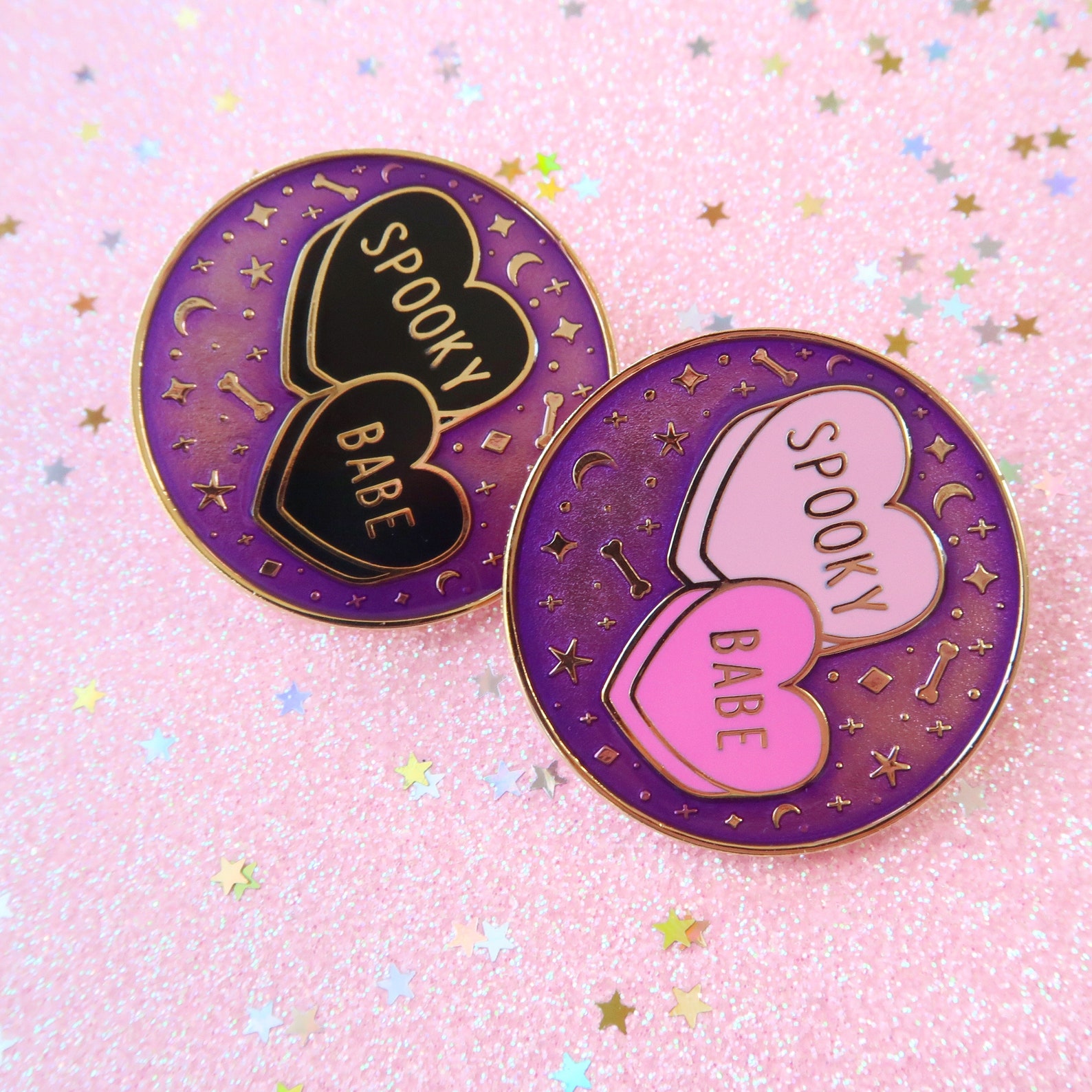 Spooky Babe Enamel Pins candy heart pin pastel halloween | Etsy