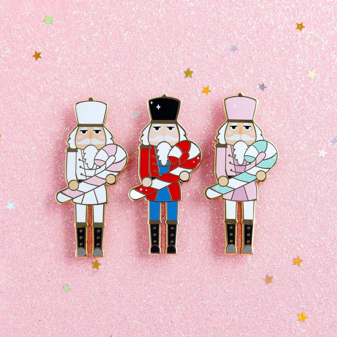 Nutcracker Enamel Pin, Candy Cane, Christmas Pin, Pastel Christmas ...