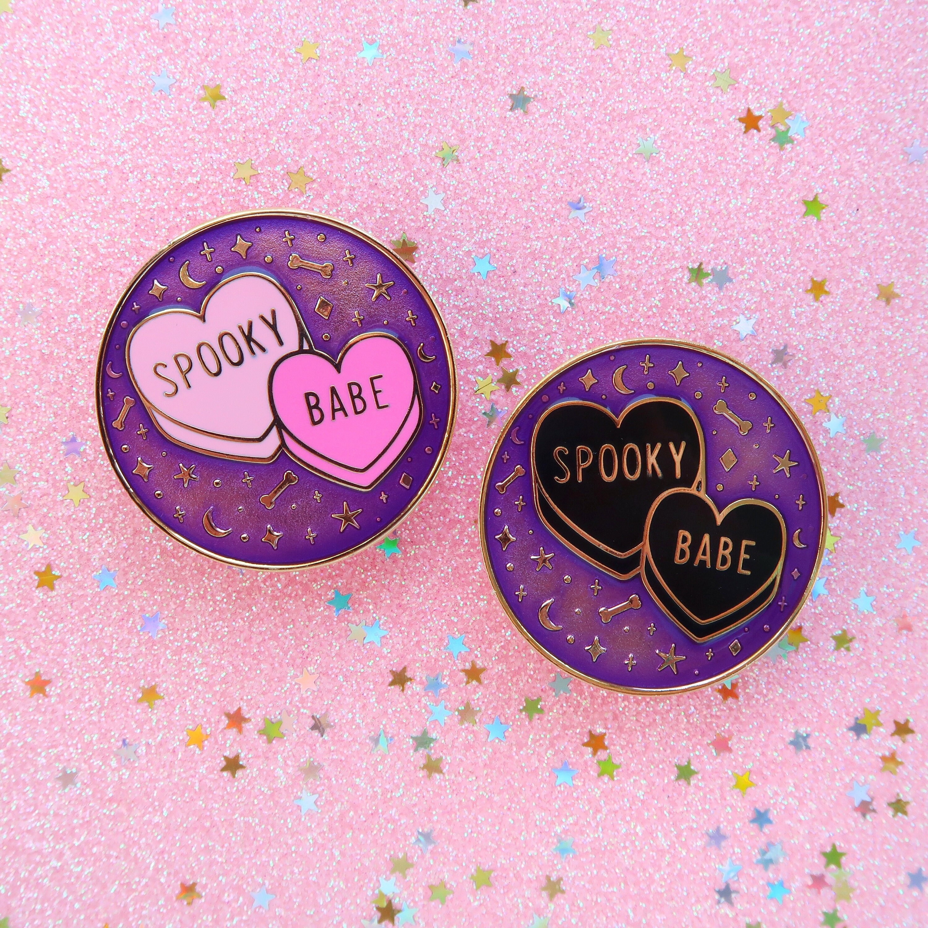 Spooky Babe Enamel Pins candy heart pin pastel halloween | Etsy