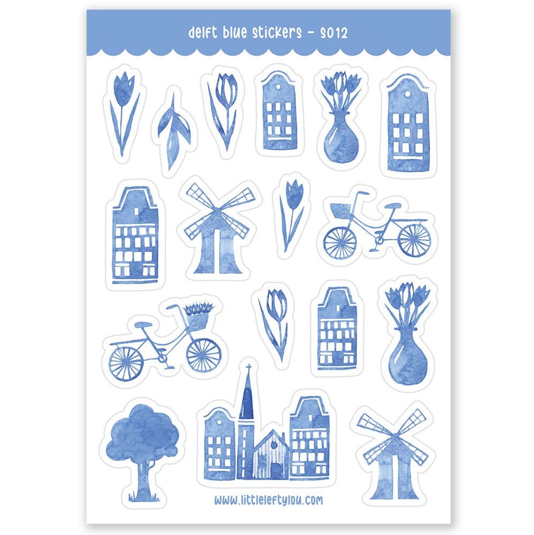 1 X Delft Blue Dutch Sticker Sheet A6 S012 Planner Stickers, Snail Mail ...