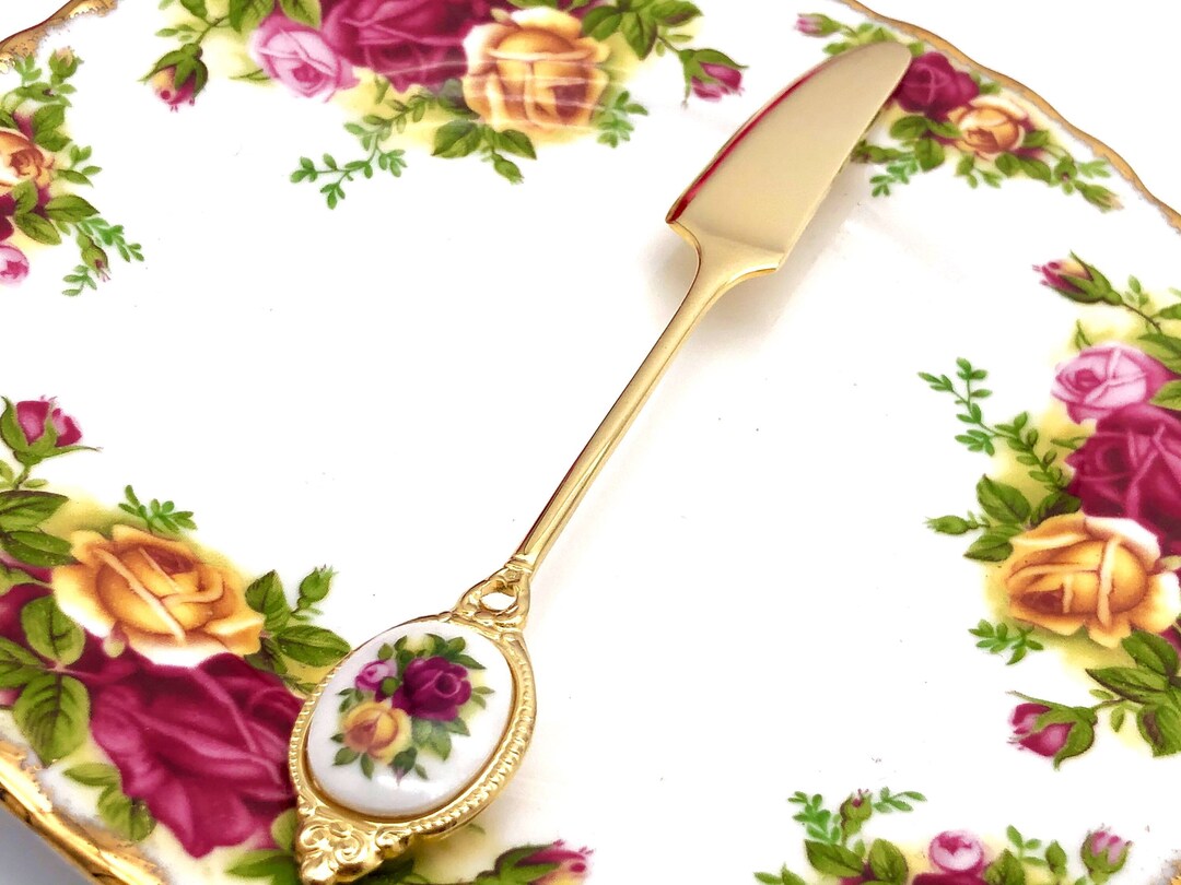 1pc Royal Albert Old Country Roses Cake Knife Spreader Gold Flatware ...