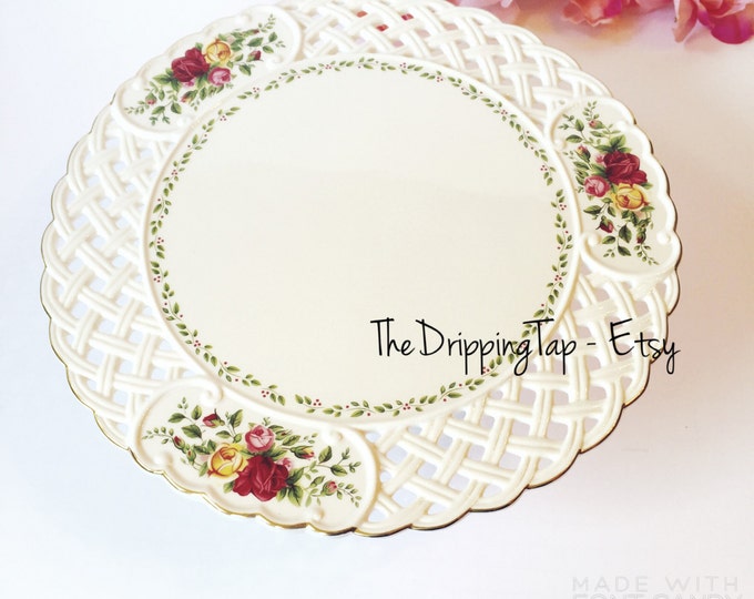 Royal Albert Old Country Roses Wedding Memories Pierced Cake Stand ...